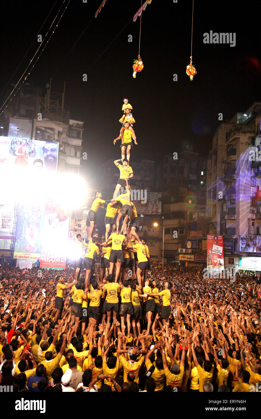 Human pyramid trying to break dahi handi in janmashtami gokulashtami ...