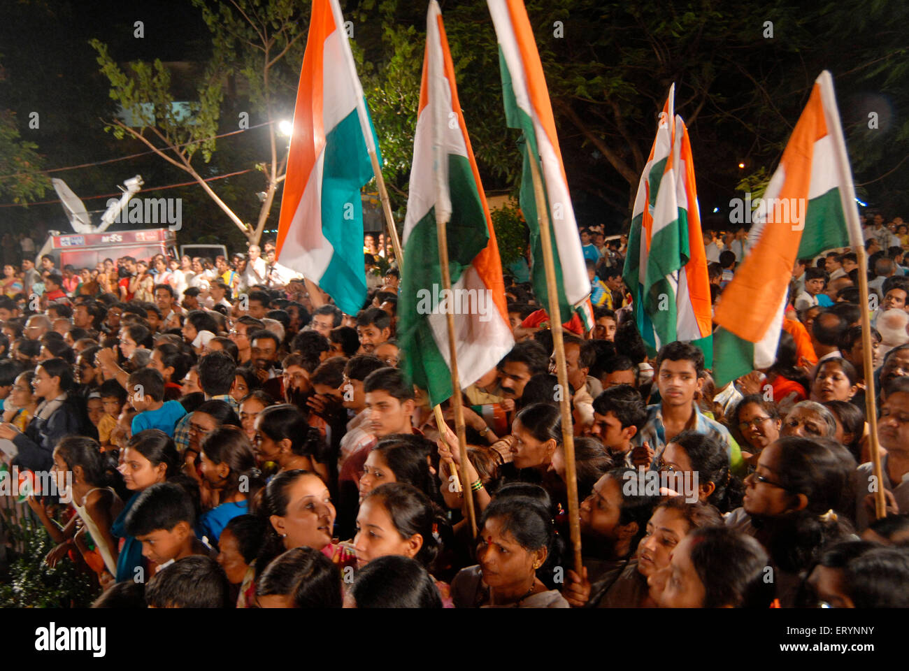 Residents celebrate Independence Day with tri color Indian flag at ...