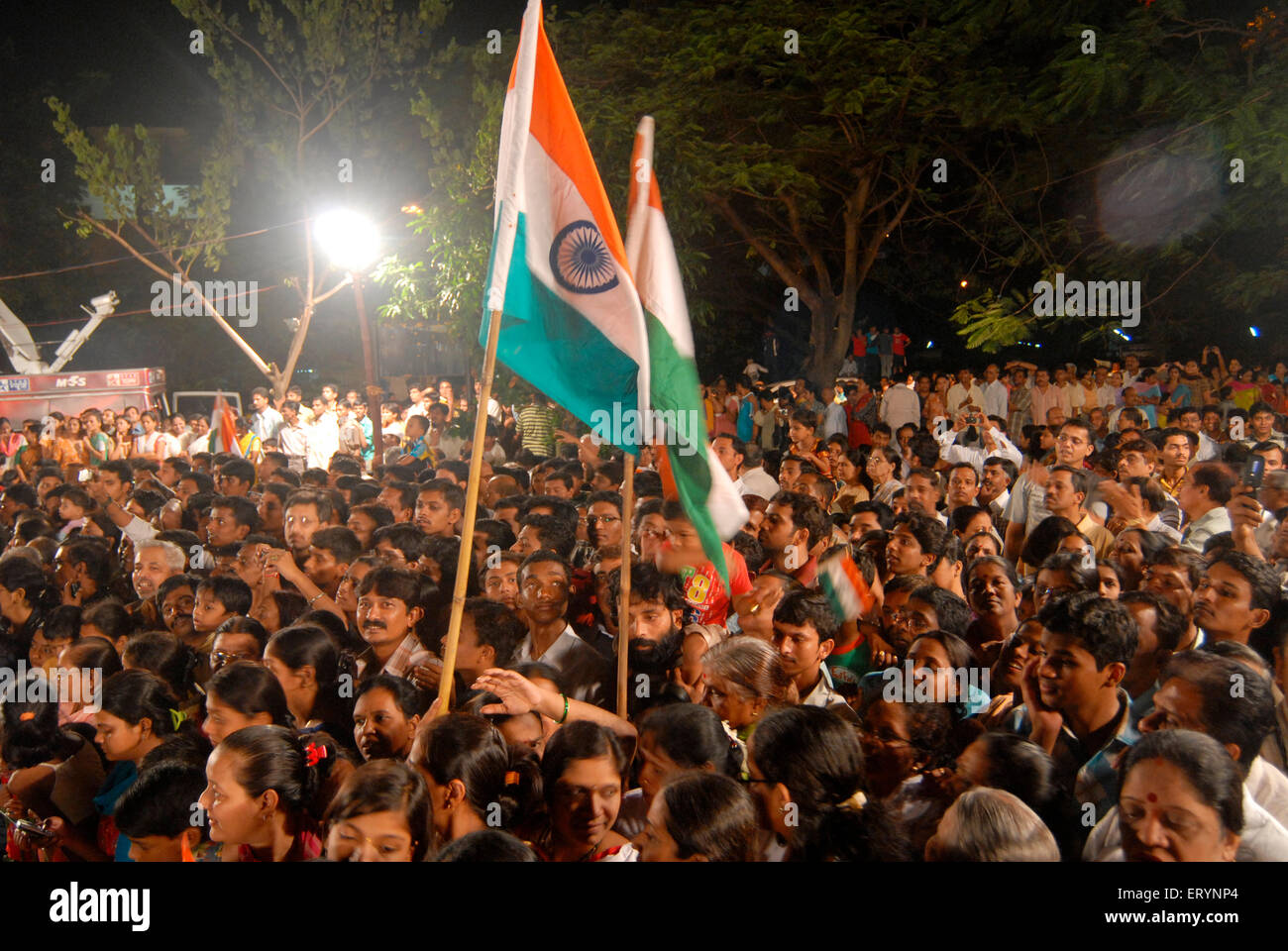 Residents celebrate Independence Day with tri color Indian flag at ...