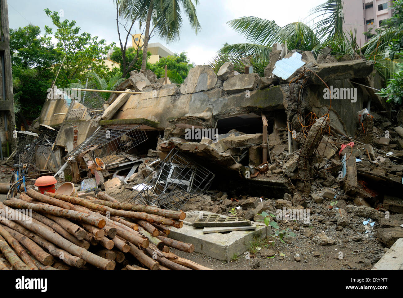 Old building collapse , Mulund , Bombay , Mumbai , Maharashtra , India ...