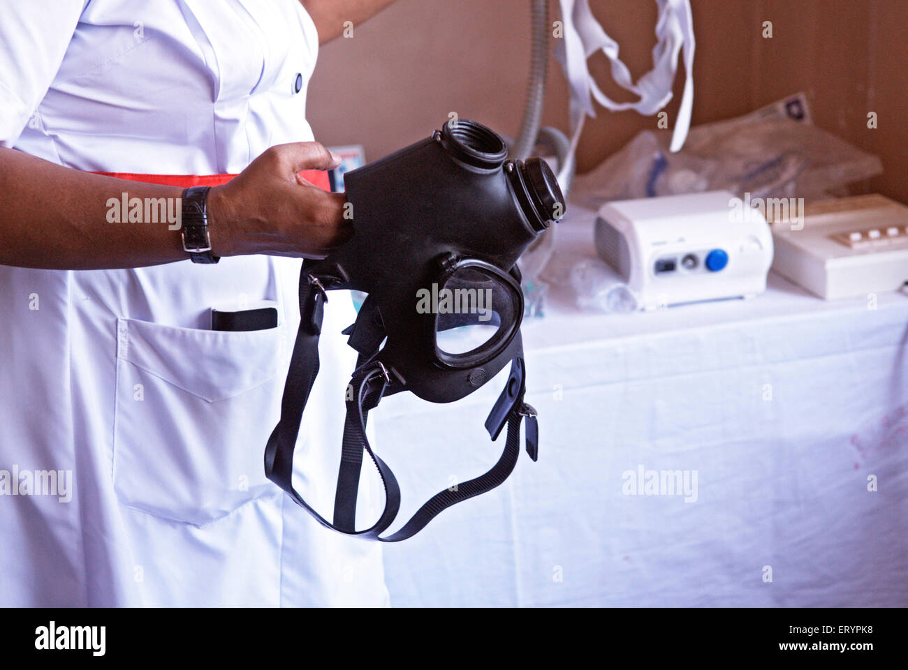 Respirator mask , Bombay , Mumbai , Maharashtra , India , Asia Stock ...