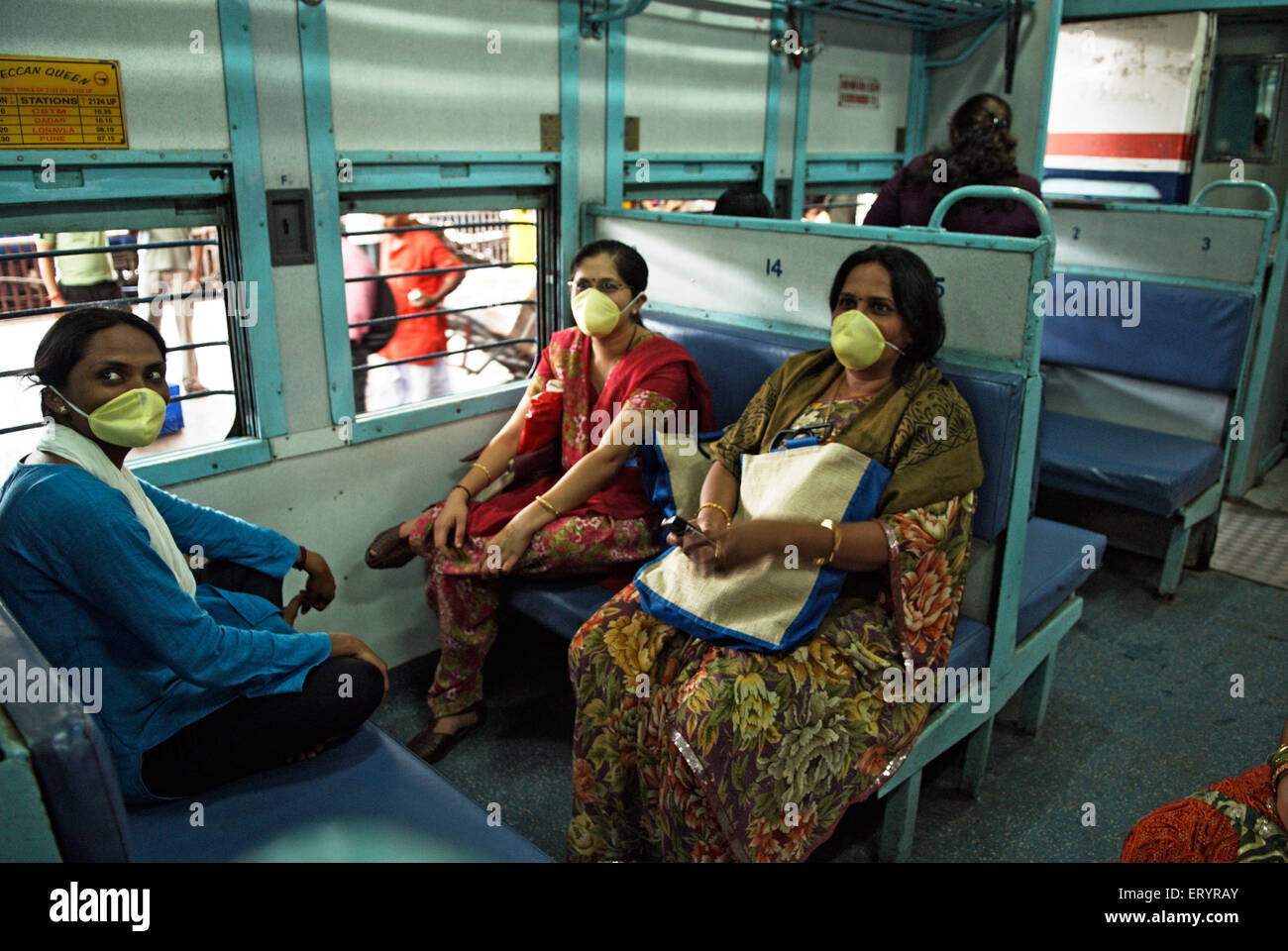 Women wearing masks for protection from virus ; Bombay ; Mumbai ...