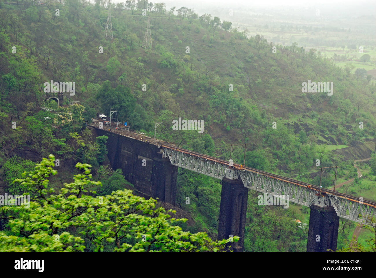Railway track bridge ; Kasara Ghat ; Bombay , Mumbai ; Maharashtra ...