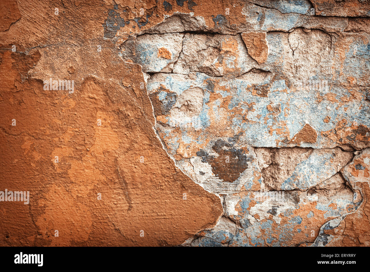 Background of colorful brick wall texture. brickwork. Peeling paint ...