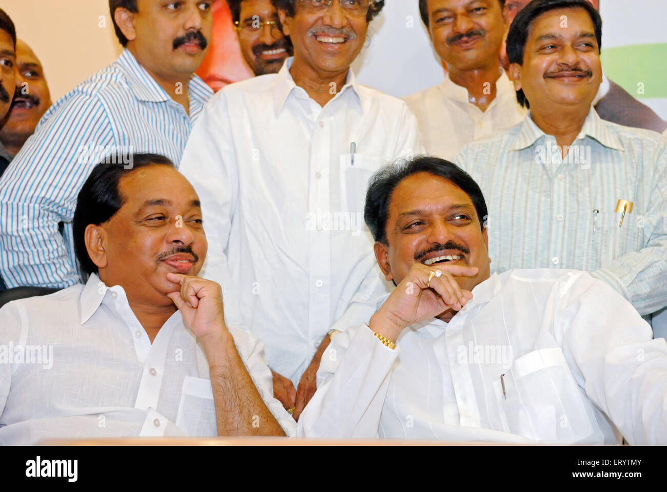 Narayan Rane ; Vilasrao Deshmukh with party supporter Bombay ; Mumbai ...