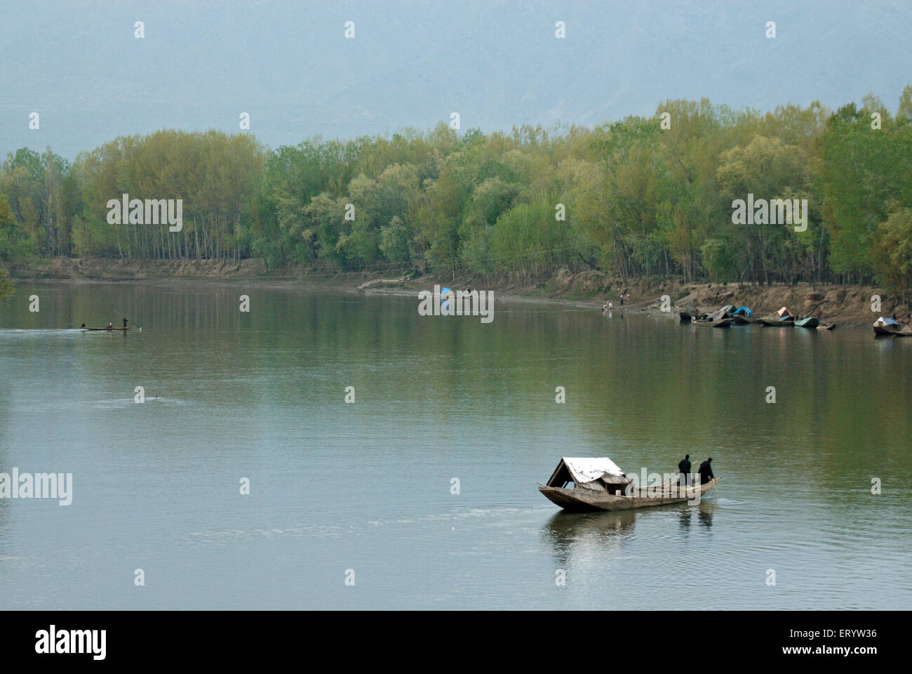 Sand extracting boat , Jhelum river , Sopore , Baramulla District ...