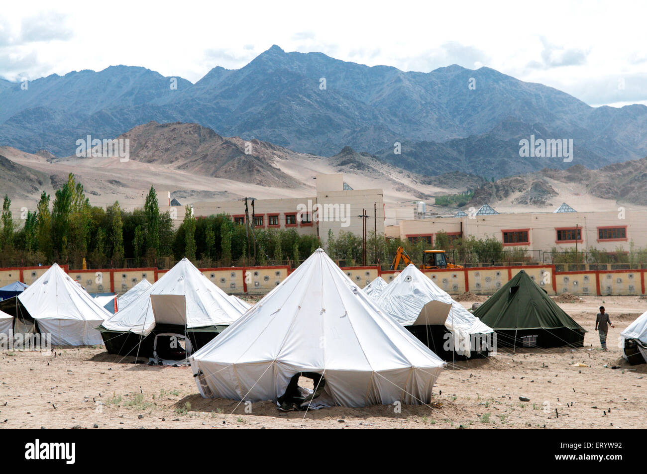 Relief camp tents , Choglamsar , Leh , Ladakh , Kashmir , India , Asia ...