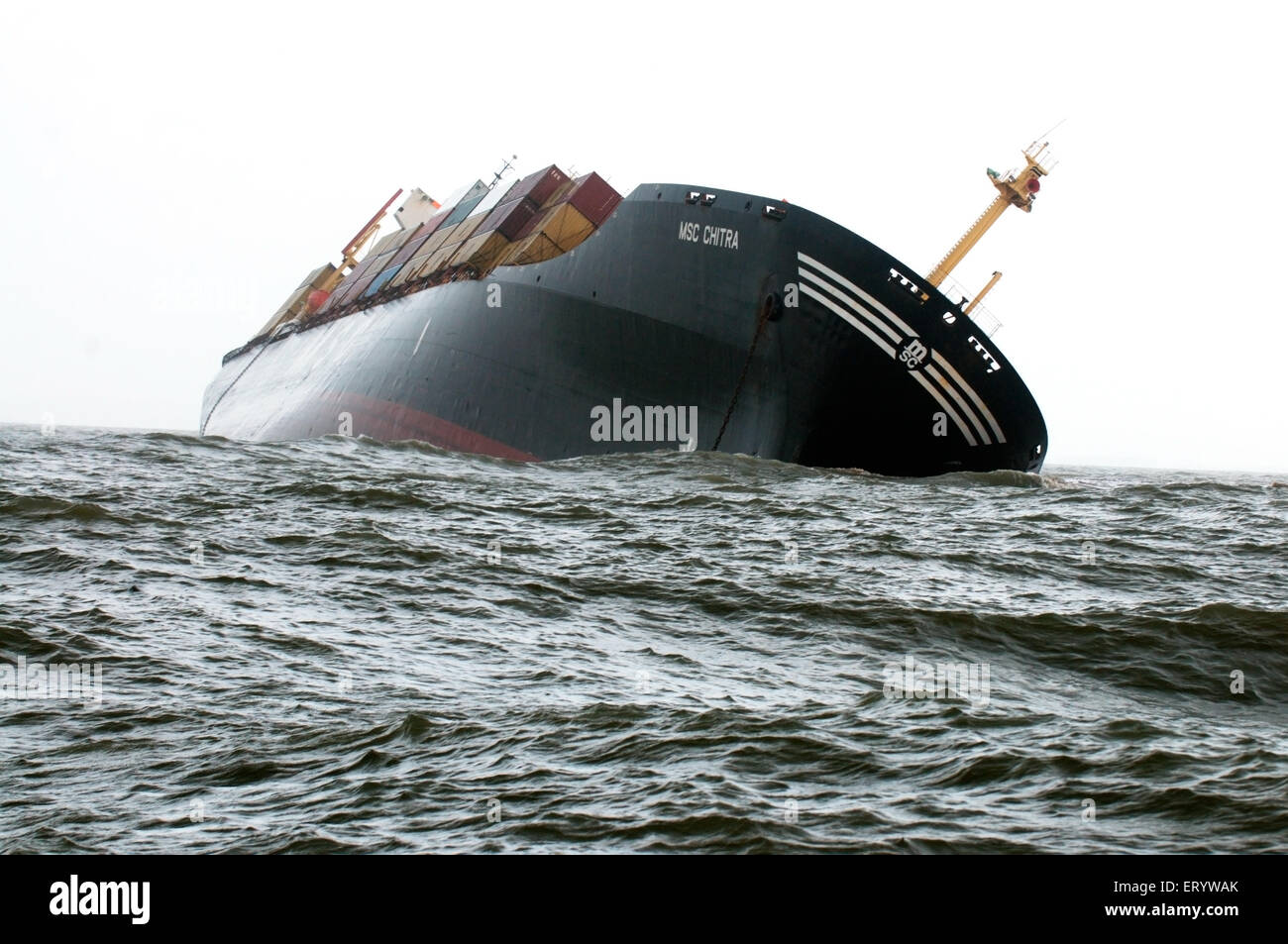 Container ship chitra tilted dangerously colliding in sea ; Bombay ...