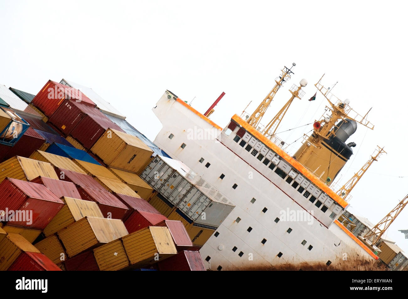 Container ship chitra tilted dangerously colliding in sea ; Bombay ...