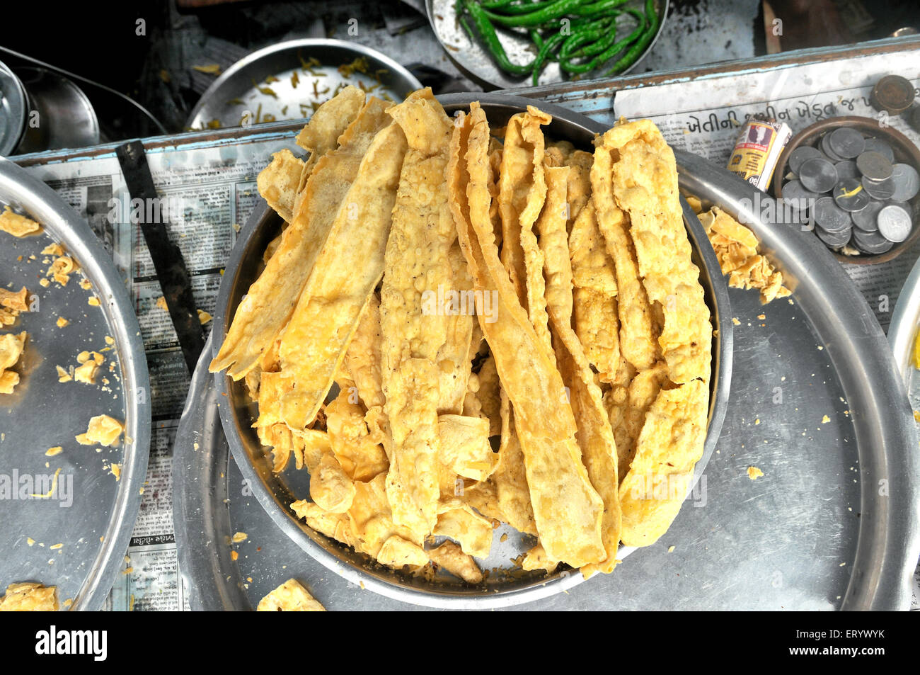 Phapada made of gram flour ; Bhuj ; Kutch ; Gujarat ; India Stock Photo ...
