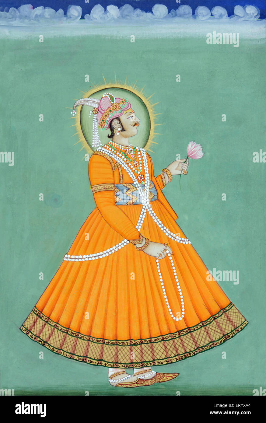 Miniature painting of Maharaja Sawai Pratap Singh Jaipur Rajasthan ...