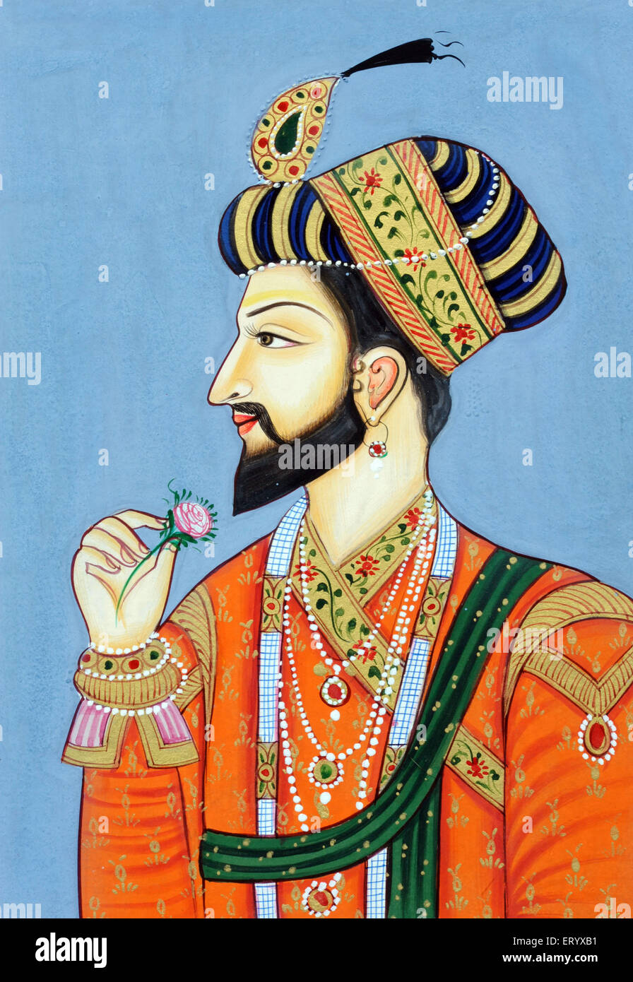 Miniature painting of Mughal Emperor Shah Jahan Stock Photo: 83591957 - Alamy