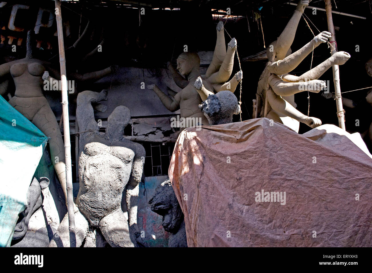 The clay idol making studio scene at Kumartuli ; Kolkata Calcutta ...