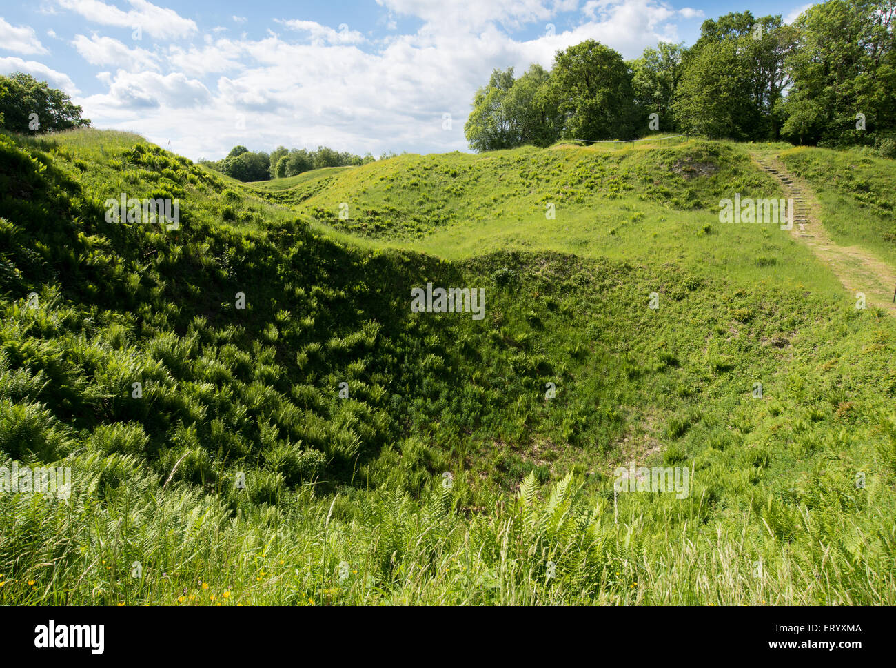 Huge mine craters on Butte de Vauqois, First World War battlefield near ...