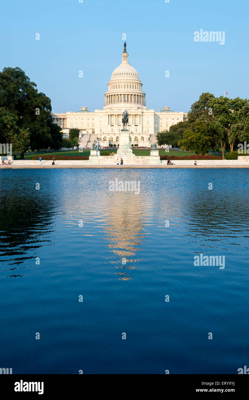 Capitol Building Washington DC USA scenic view with reflecting pond ...