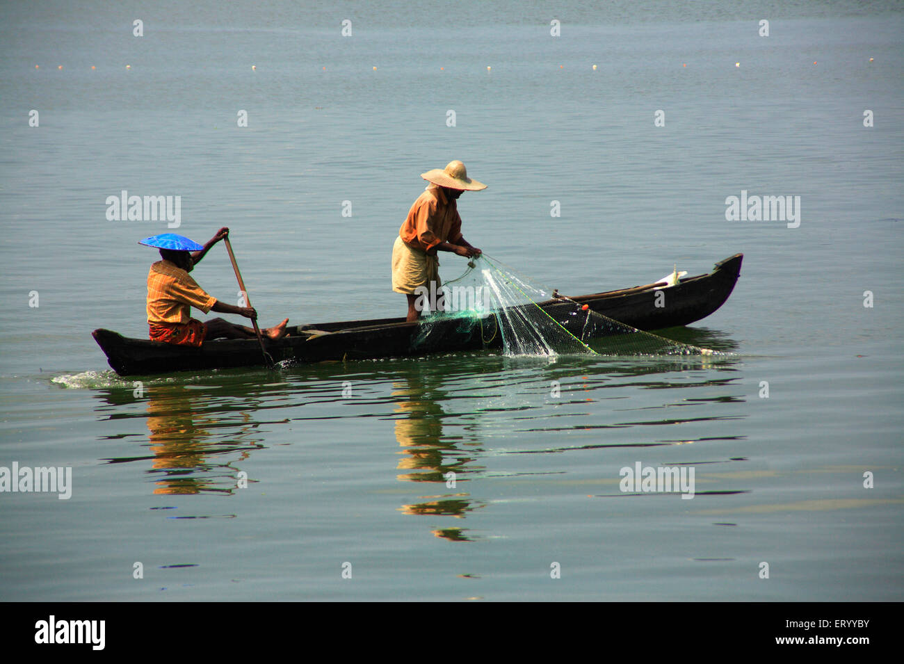 Fishing at Marinedrive ; Kochi Cochin ; Kerala ; India 3 September 2008 ...