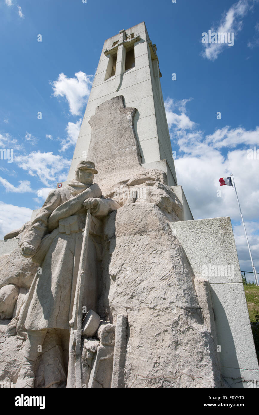 French war memorial "The Fighters of Vauquois" at summit of Vauquois ...