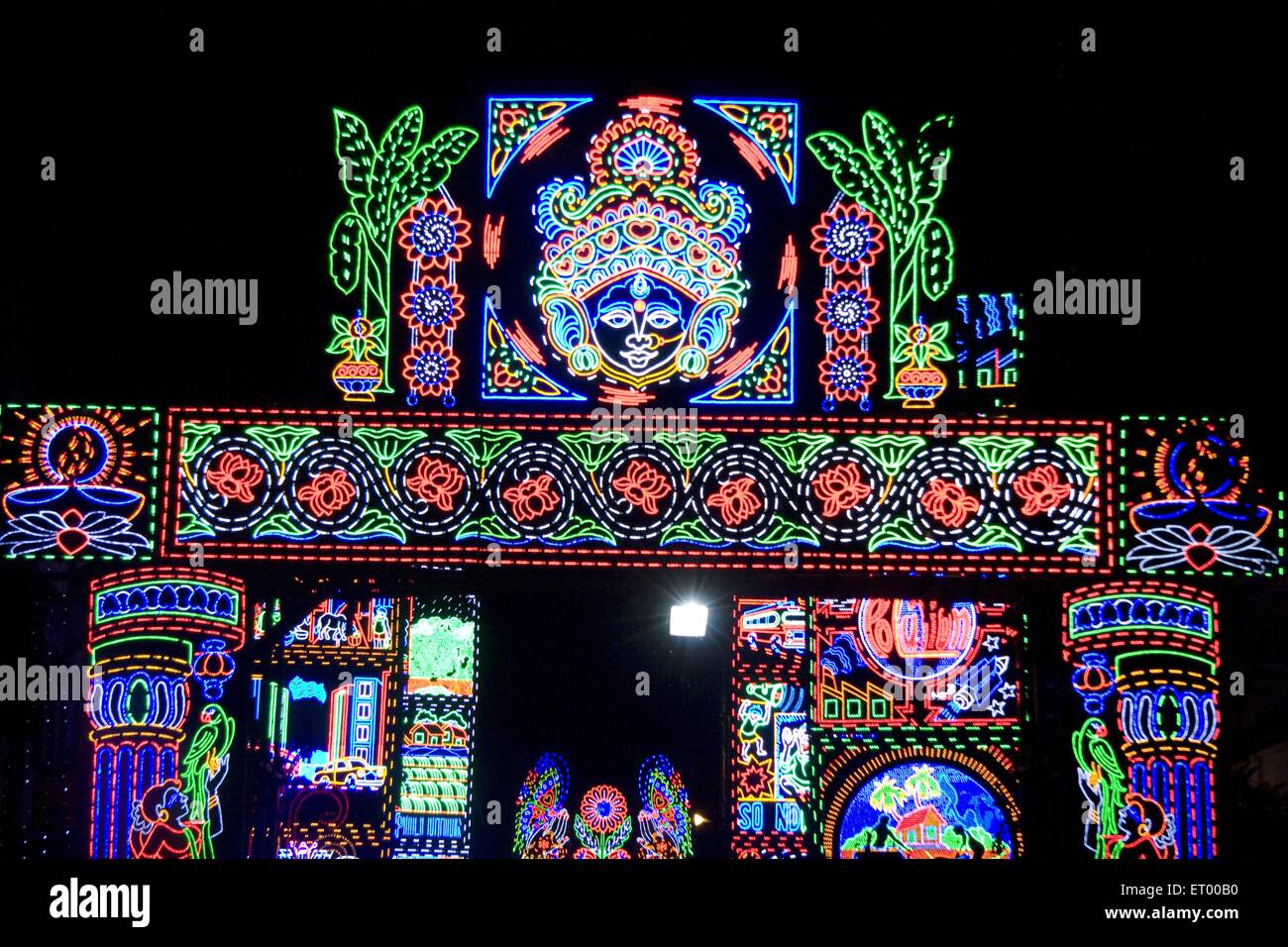 Decorated mandap for Durga Puja celebrated festival ; Kolkata ; West ...