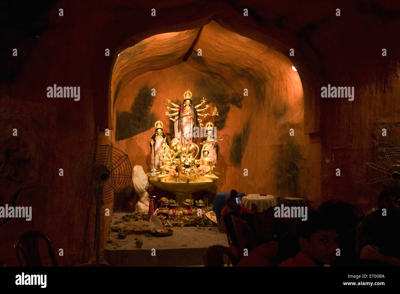 Durga Puja festival pandal cave decoration , Calcutta , Kolkata , West ...