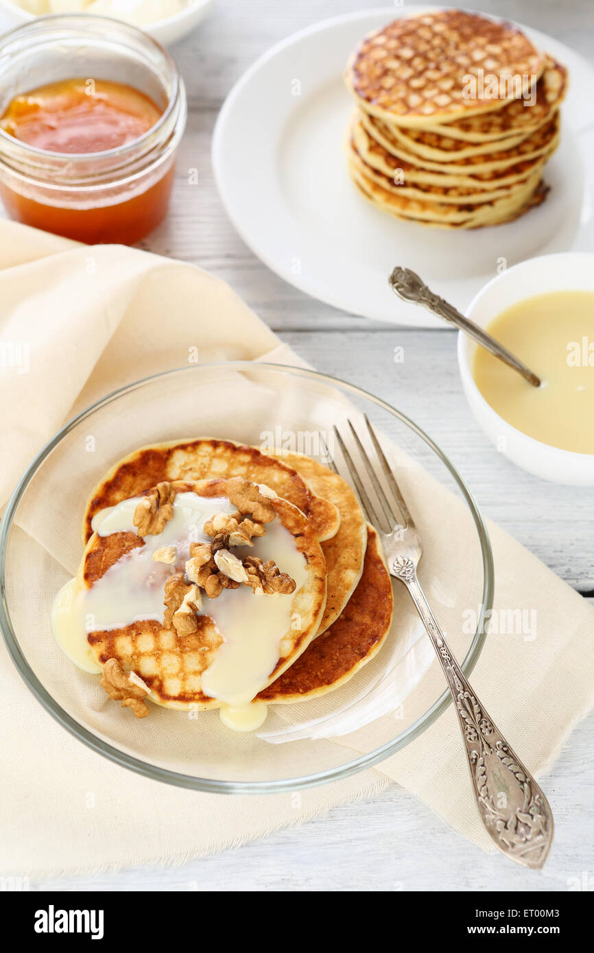 Pancakes on a plate, food Stock Photo - Alamy