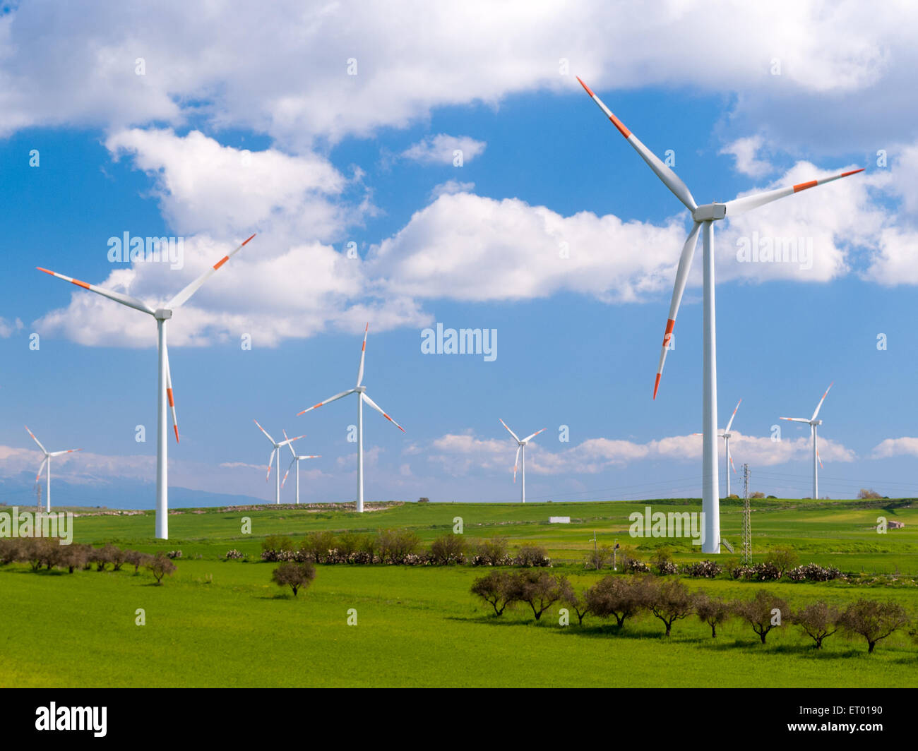 Wind farm in a field Stock Photo - Alamy