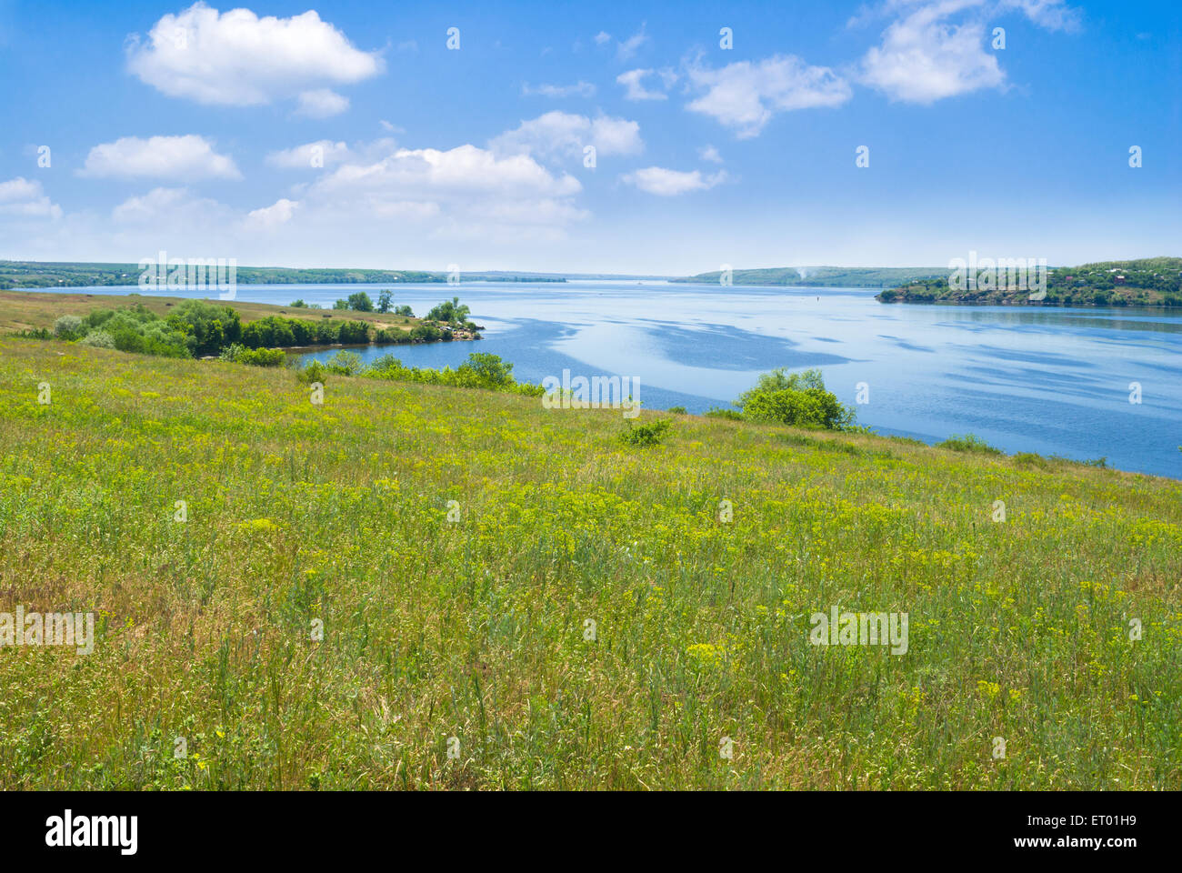Landscape with big Ukrainian river Dnepr Stock Photo - Alamy