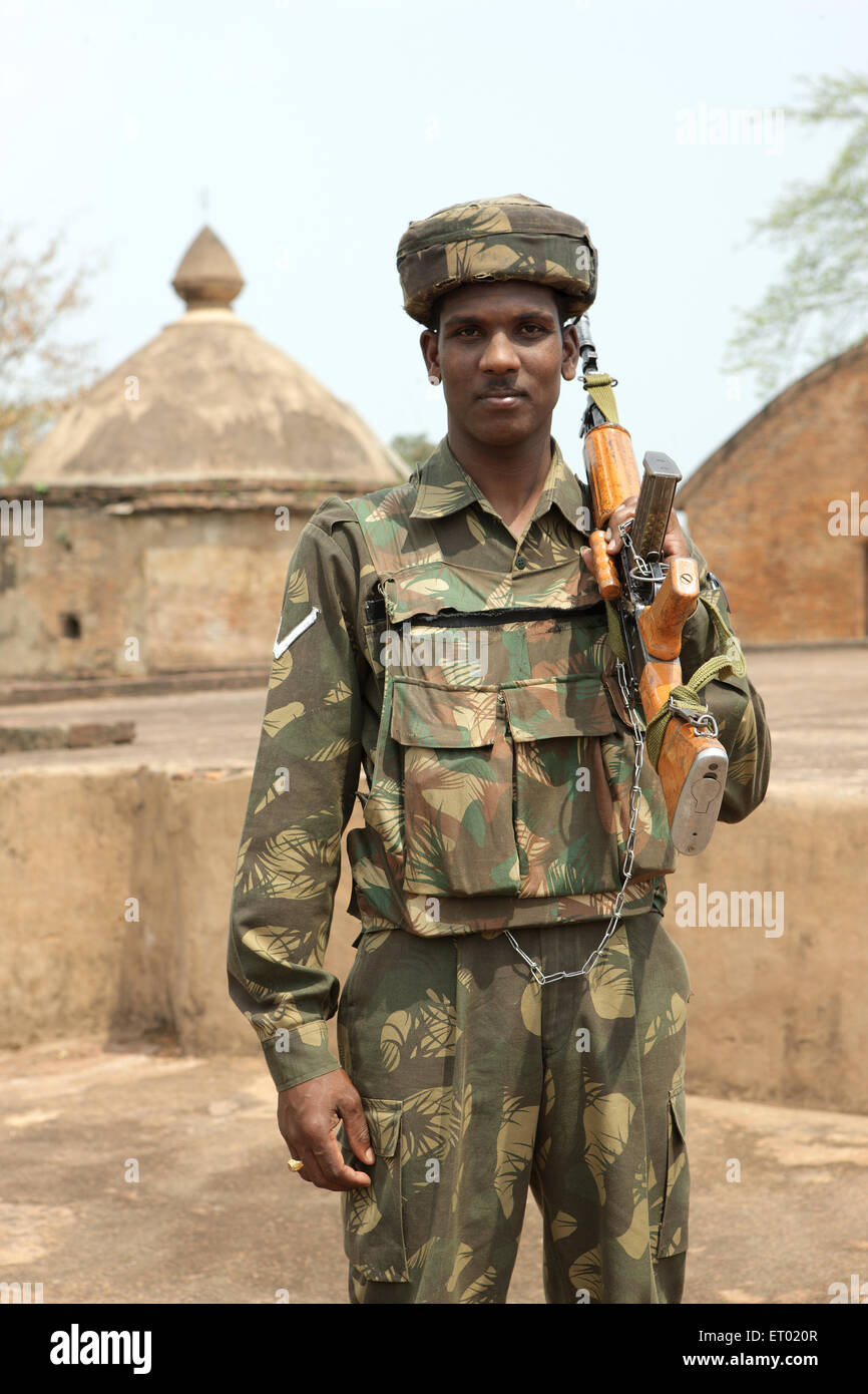 Commando guarding the tolatol ghar at sibsagar ; Assam ; India NOMR ...