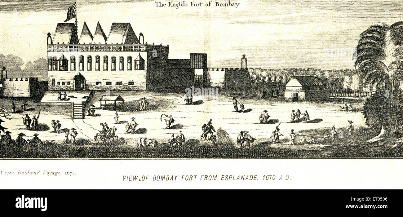 View of Bombay fort from esplanade 1670 A.D. ; Bombay now Mumbai ...
