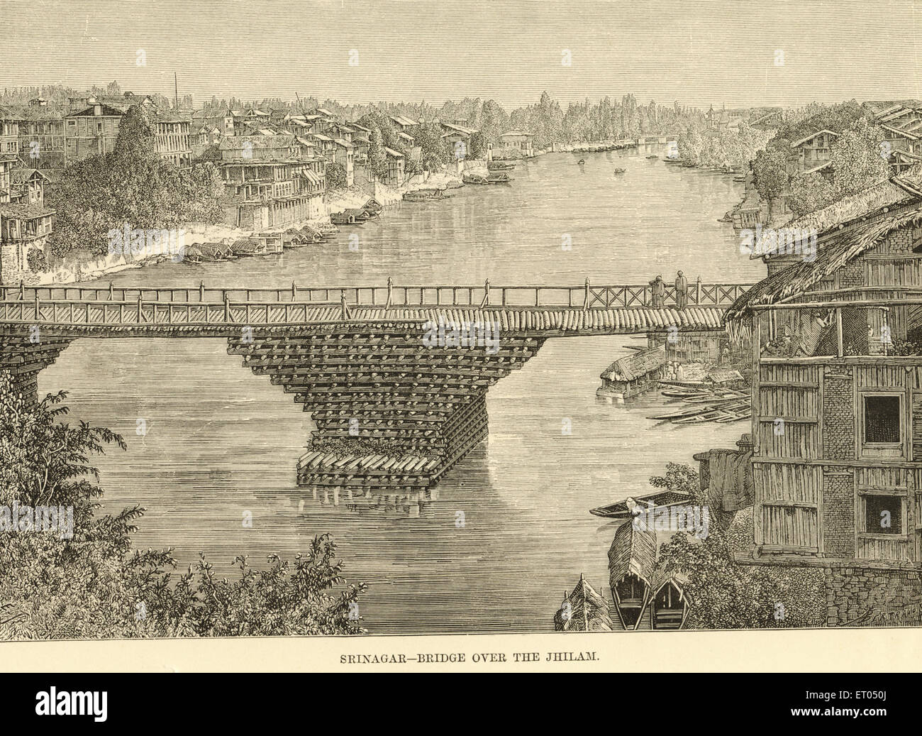 Bridge over the Jhelum river ; Srinagar ; Jammu & Kashmir ; India Stock ...