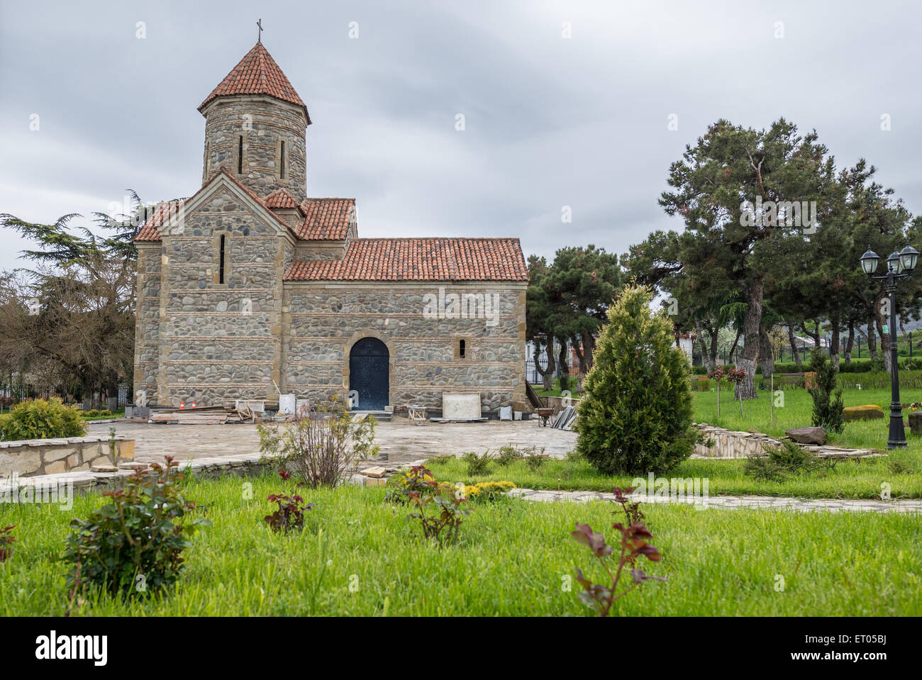 Small church next to medieval citadel called Gori Fortress in Gori town ...