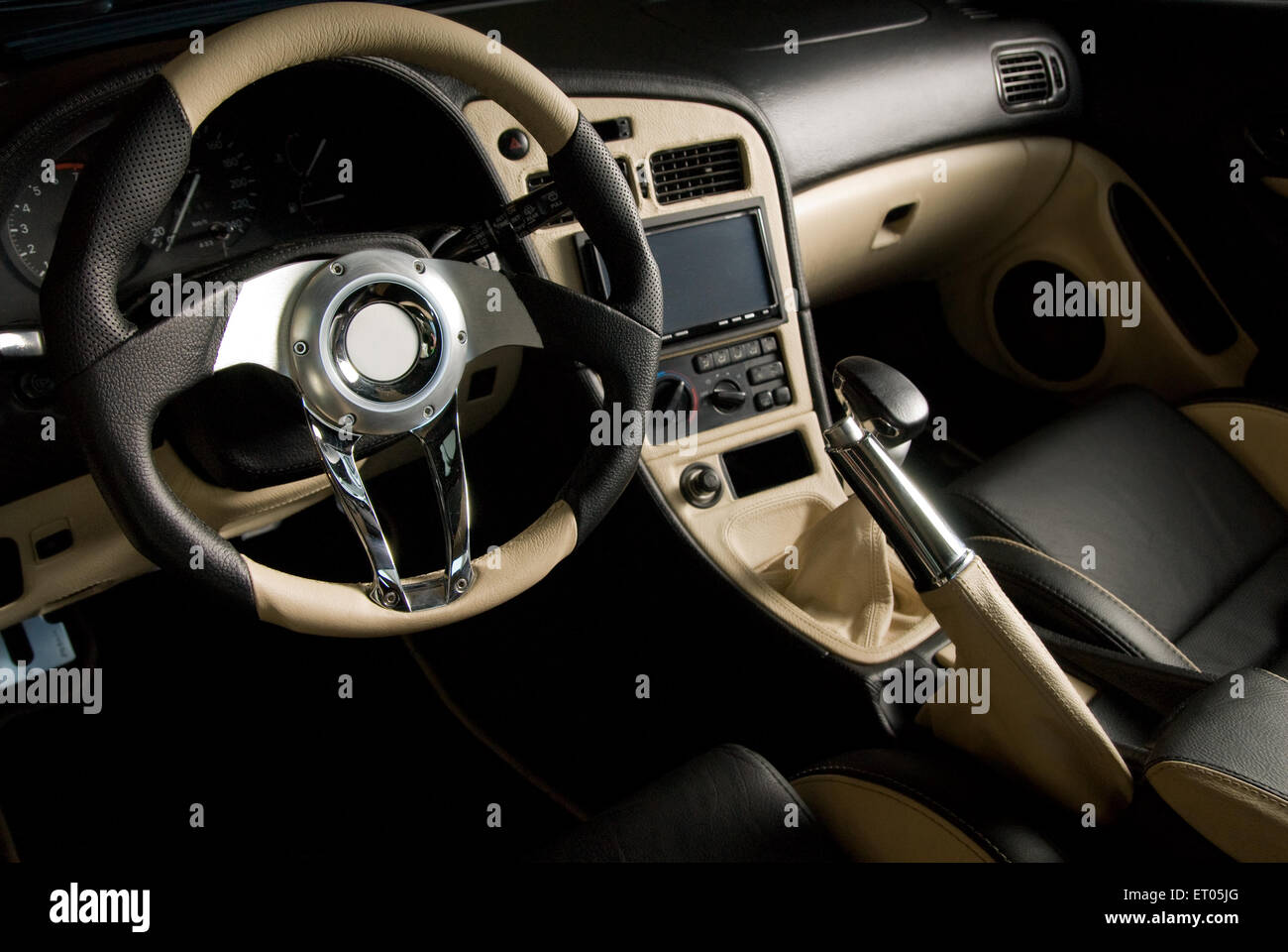 Tuned sport car. Luxury leather interior Stock Photo - Alamy
