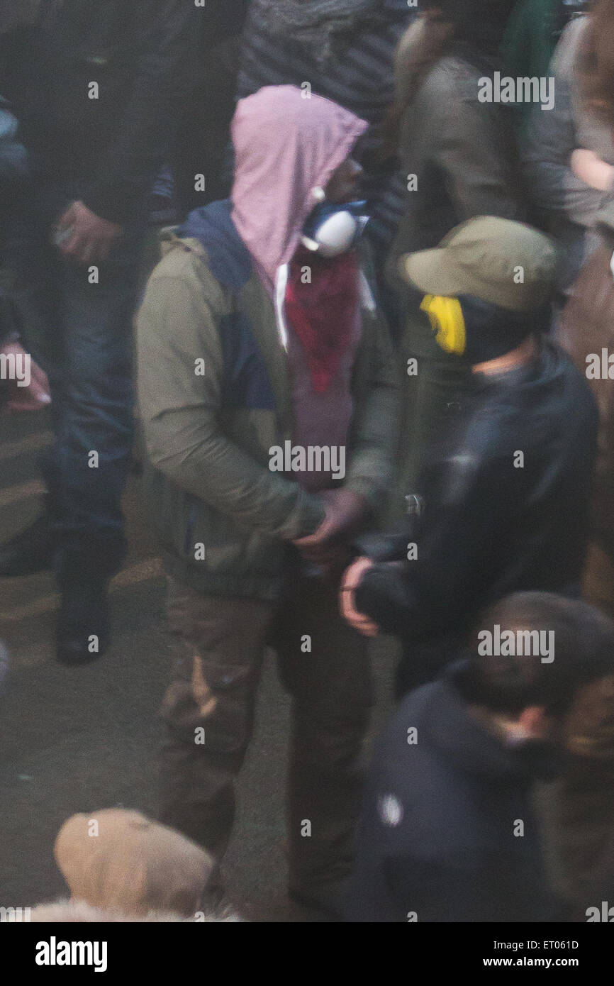 Riot scenes for the new upcoming movie 'Bastille Day' being filmed in ...