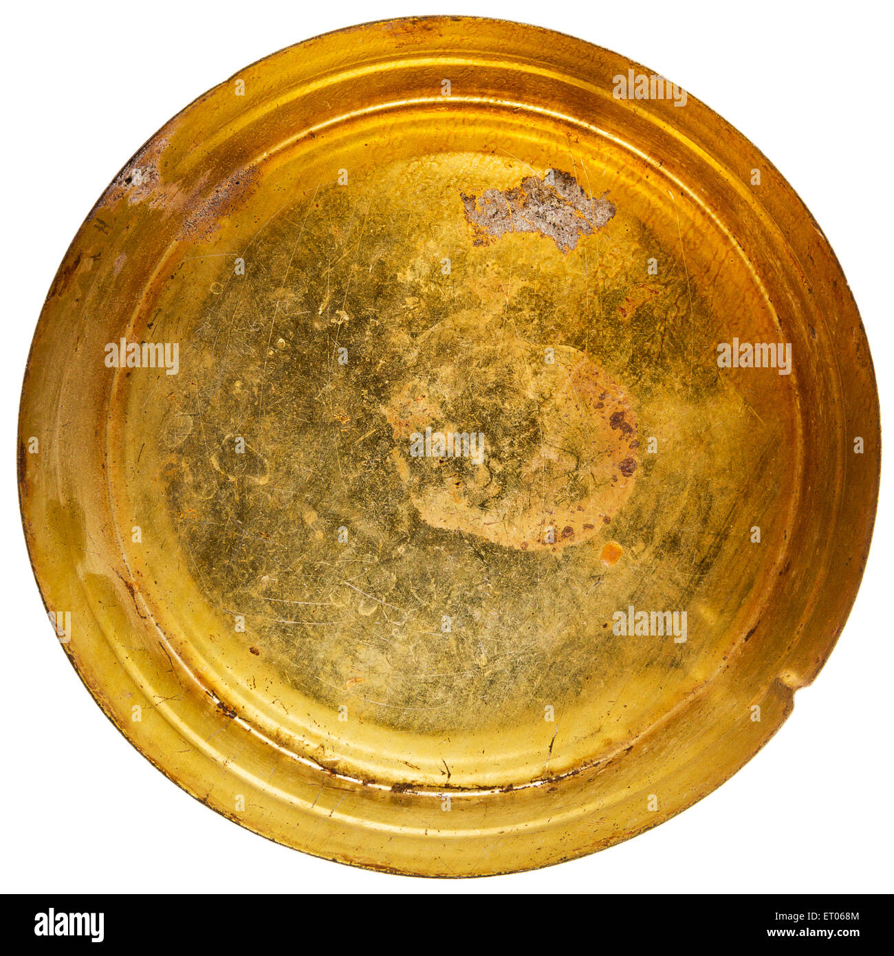 Rusty round metal tin can isolated on white Stock Photo - Alamy