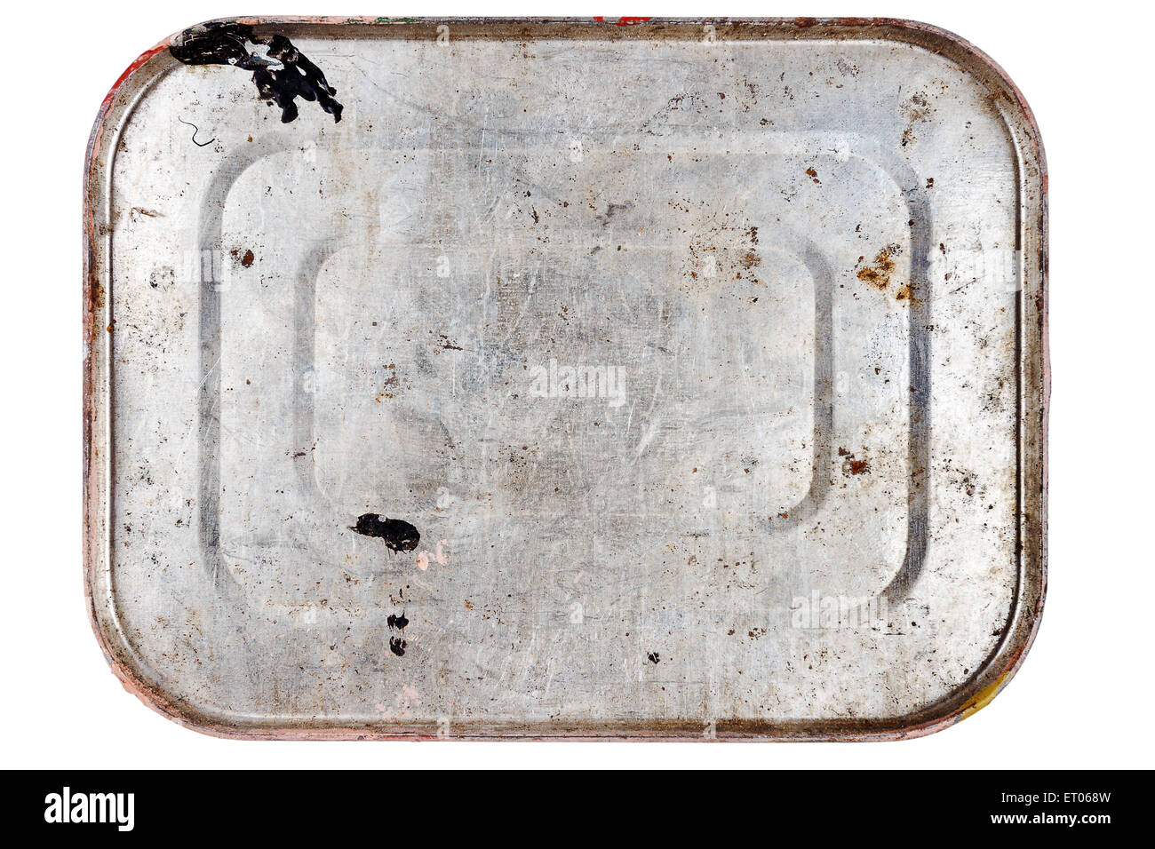 Rusty old metal tin can isolated on white Stock Photo - Alamy