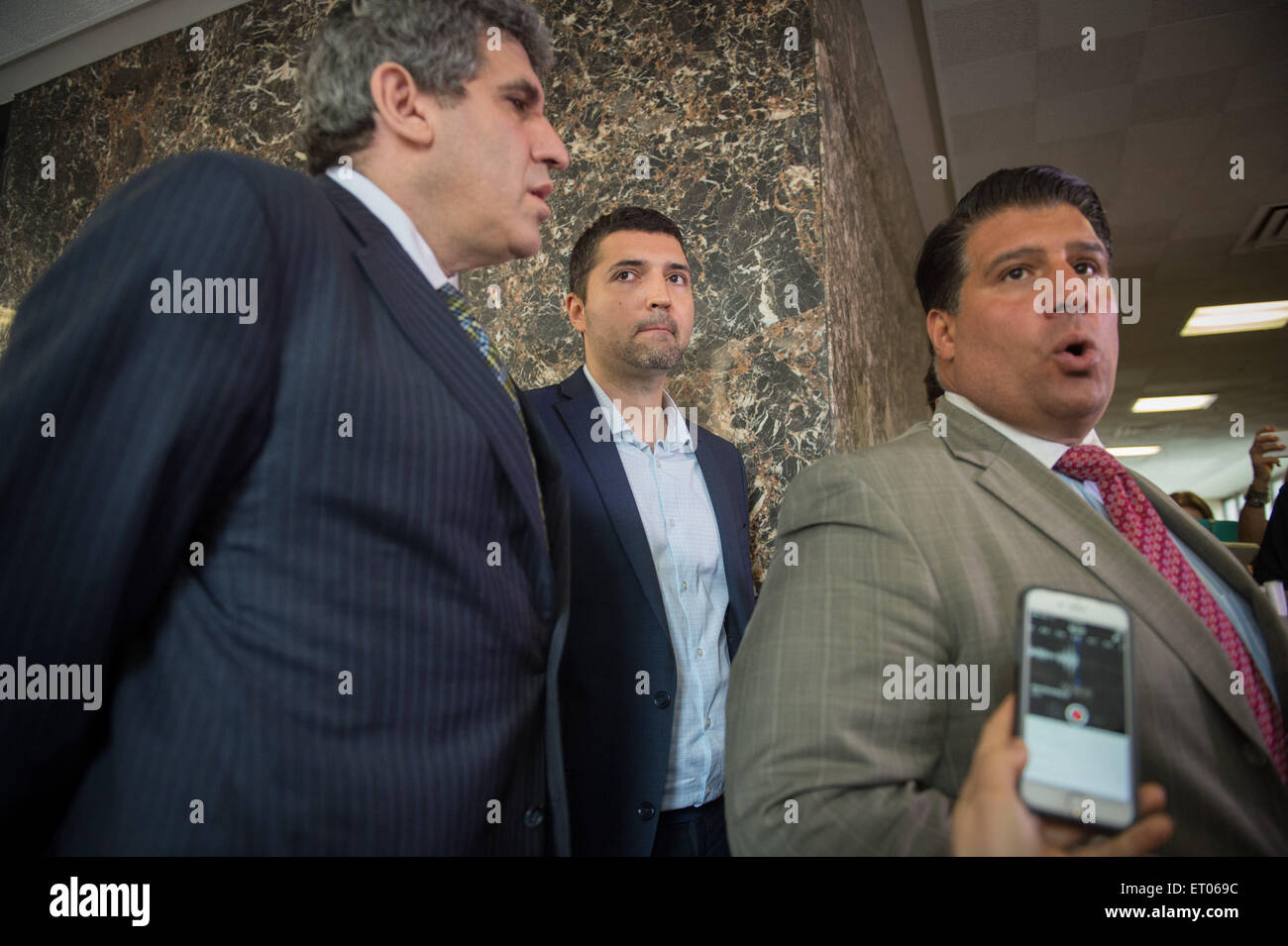 Manhattan, New York, USA. 9th June, 2015. Attorney JOHN ARLIA speaks as ...