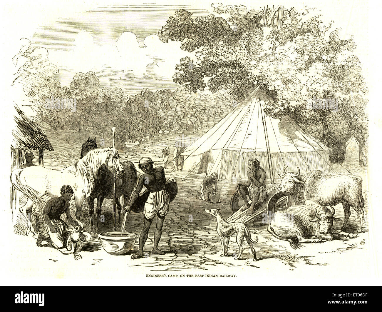 British Engineer camp on the East Indian railway, Uttar Pradesh, India ...