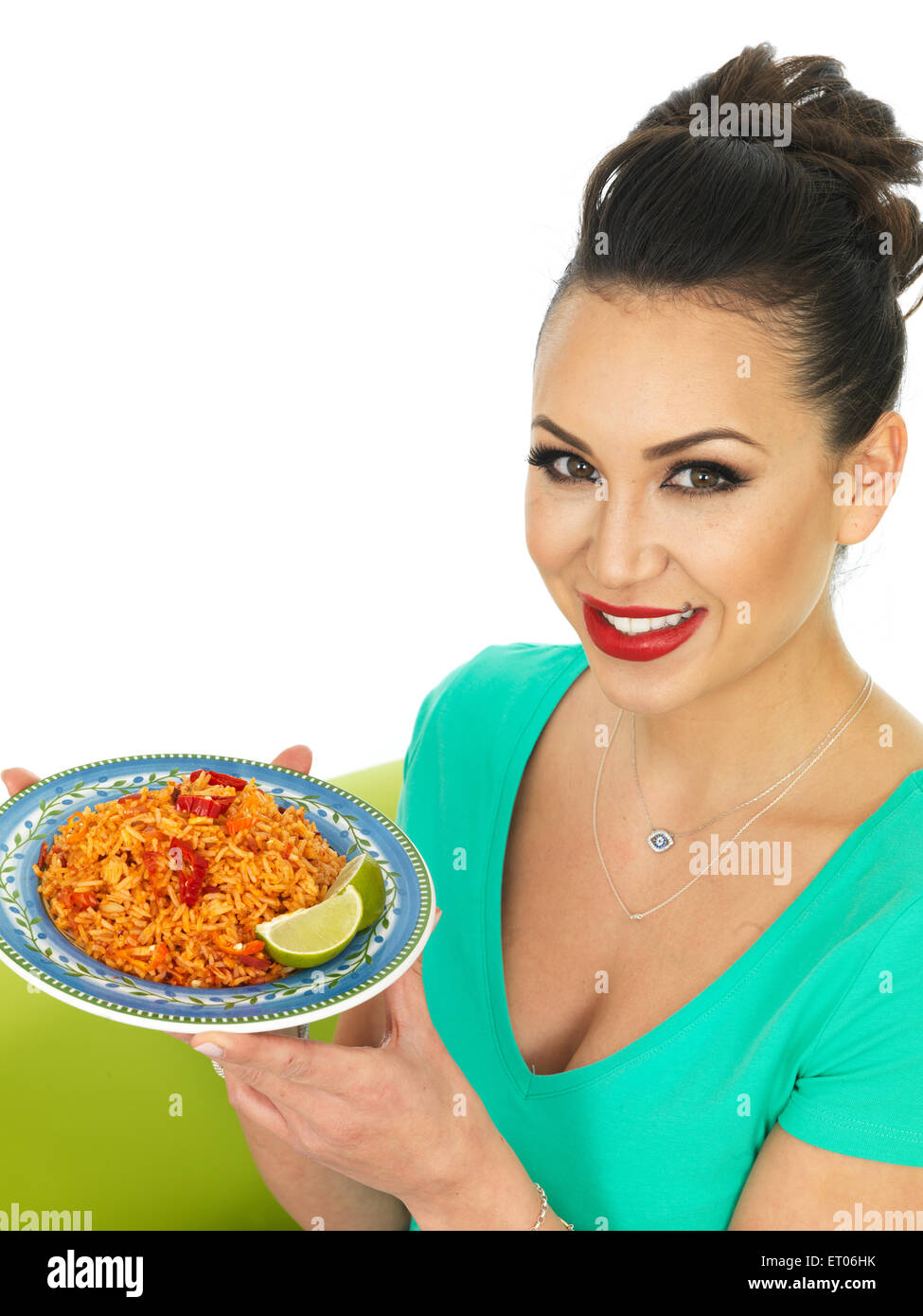 Happy Confident Positive Young Hispanic Woman Eating An Authentic Spicy ...