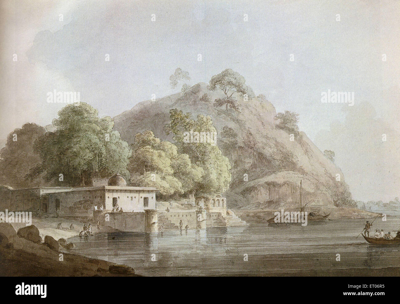 Ganga river Ganges ghats, Kara, Uttar Pradesh, India, old vintage 1700s ...