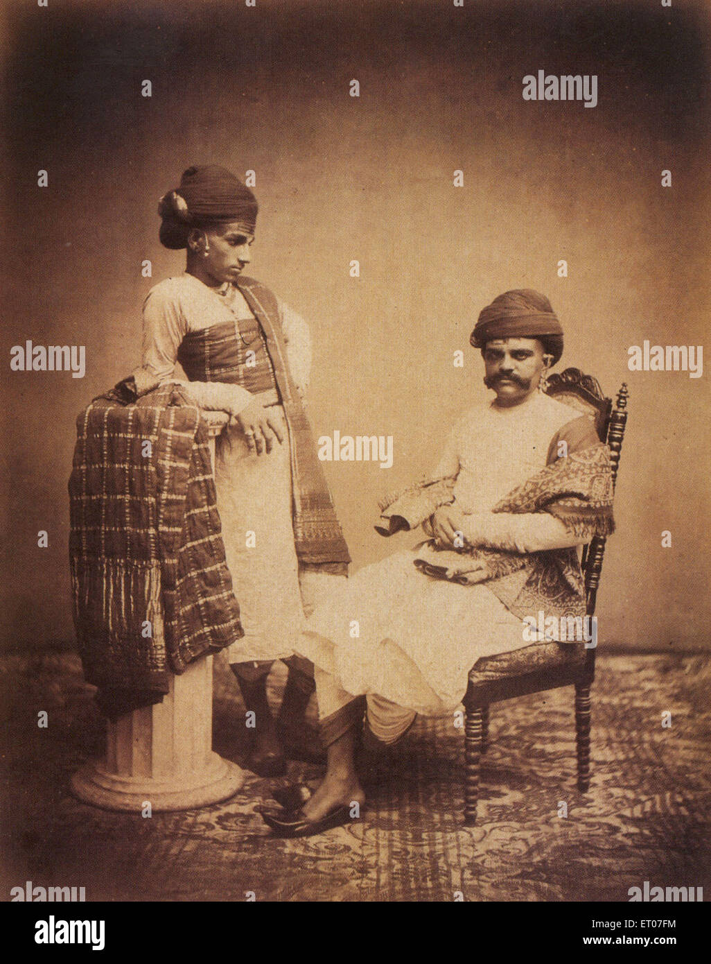 Old vintage 1800s studio portrait , Indian couple , Bombay , Mumbai ...