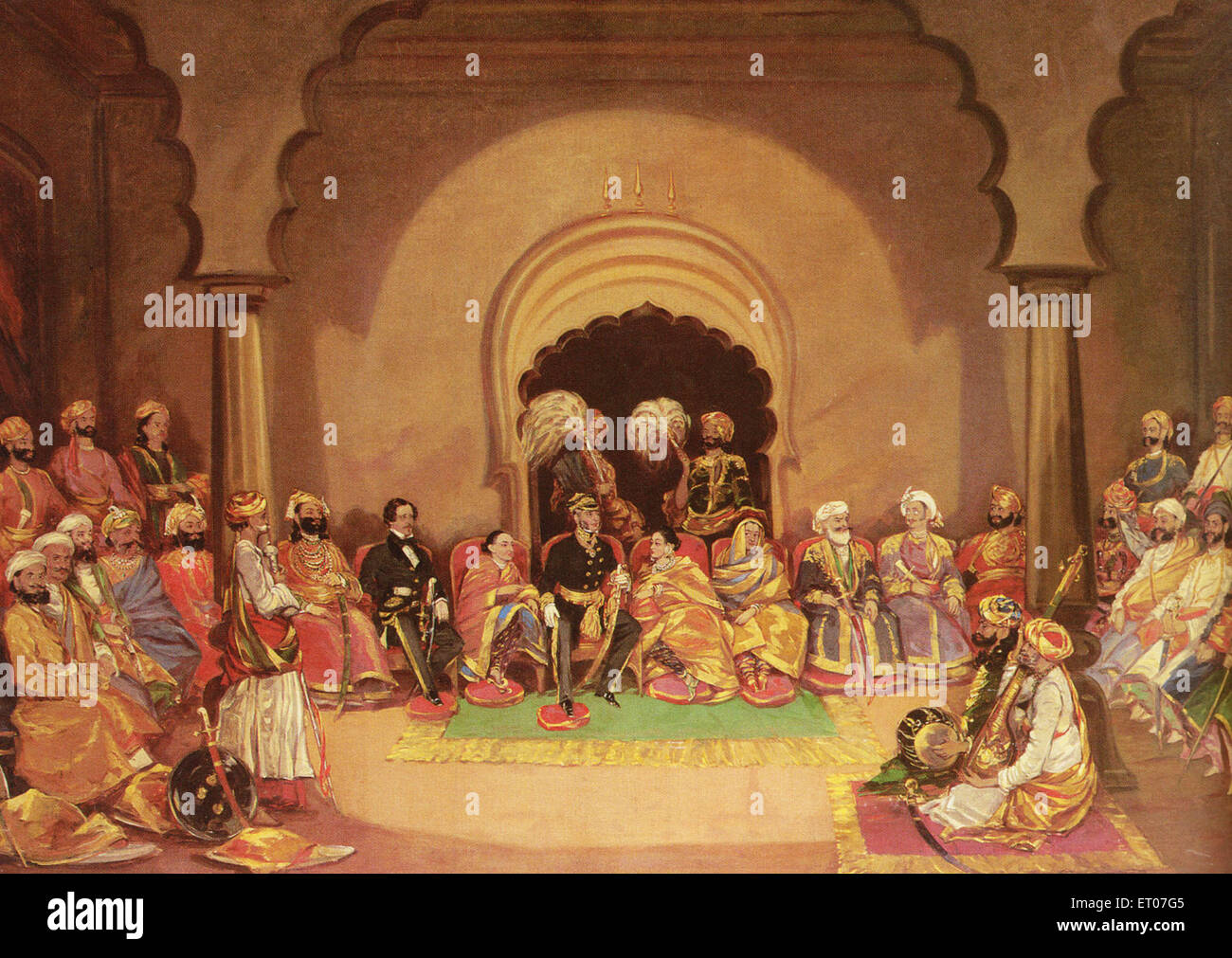 Old vintage 1800s painting, Durbar with Viscount Hardinge Governor ...