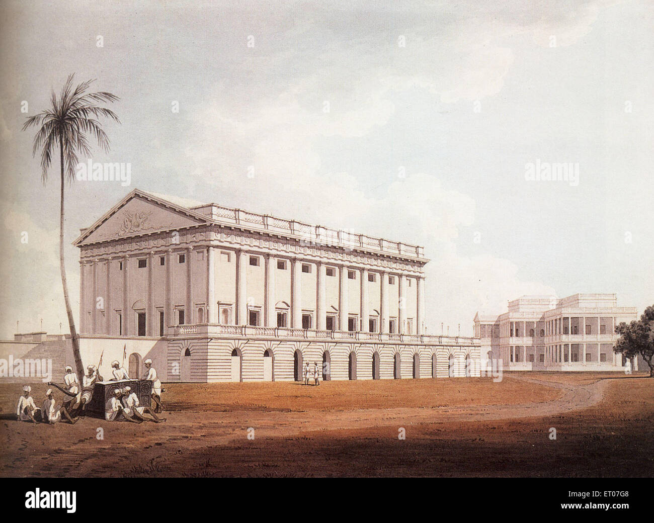 Old vintage 1800s painting, Banqueting House with Government House ...