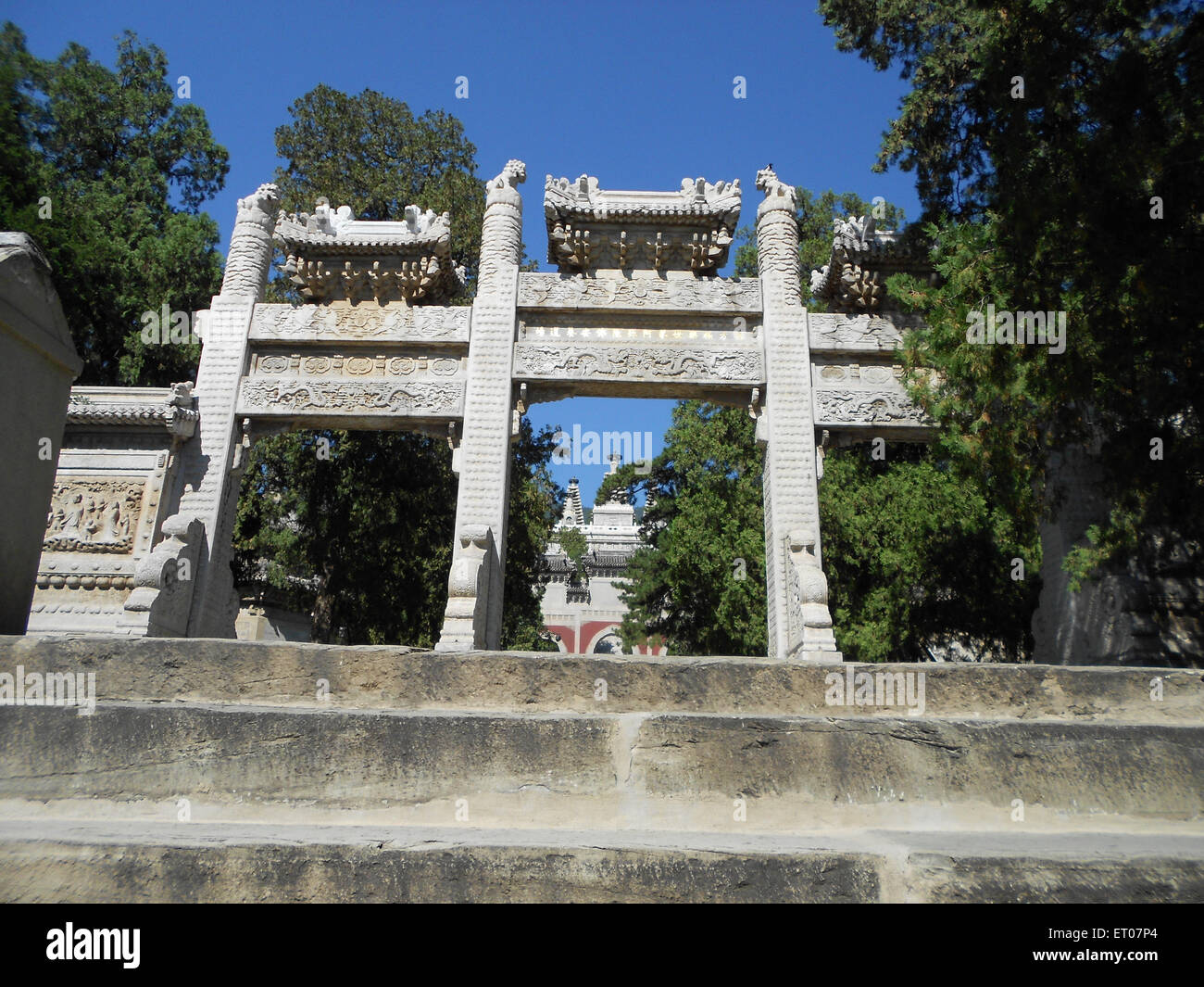 The gate to the temple, "Azure Clouds" outside Beijing. China Stock ...