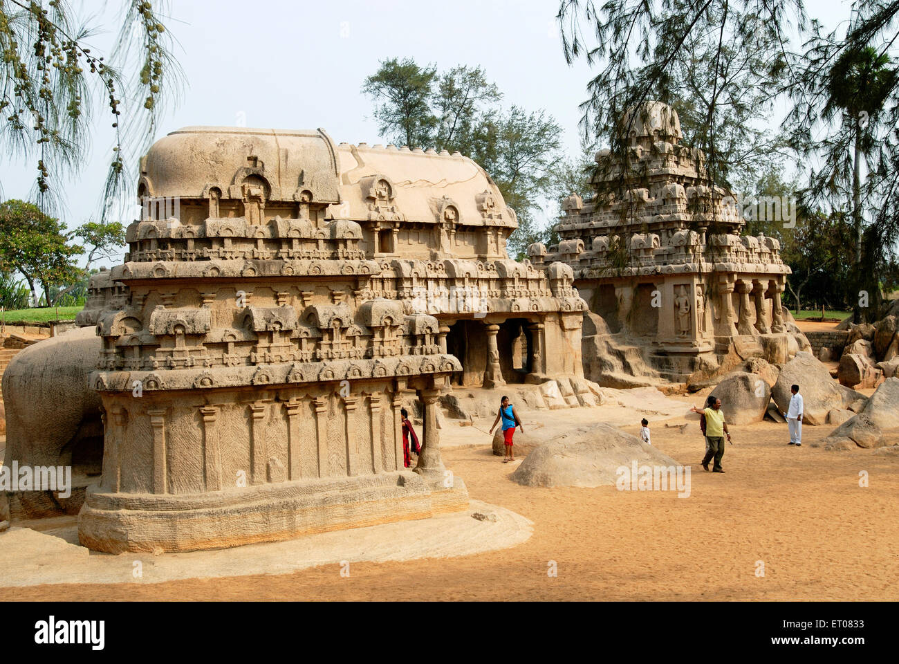 Five Rathas Pancha Rathas temple created in 7th century ; Mahabalipuram ...
