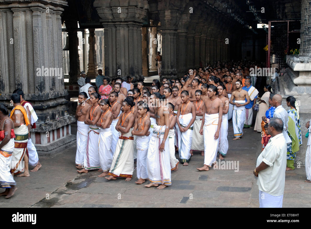 Students of vedic school in the Chidambaram Nataraja temple ; Chidambaram ; Tamil Nadu ; India ...