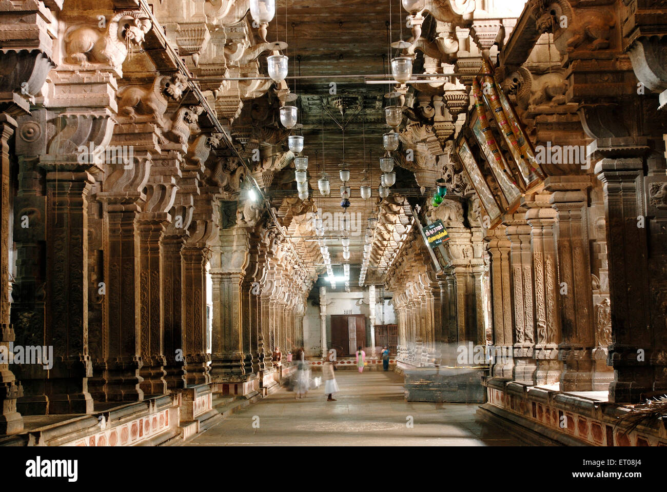 Colonnade in the second Prakara ; Chidambaram Nataraja temple Stock ...