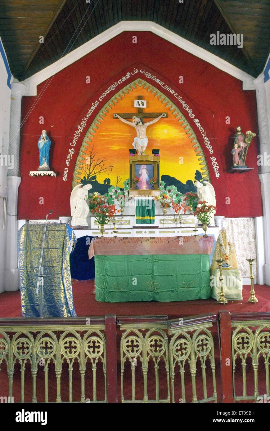 Interior of church ; Kodaikanal popularly Kodai is situated in Palani ...