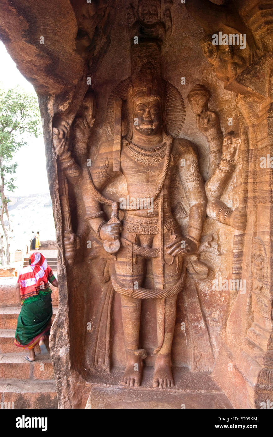 Eight armed Vishnu bas relief in cave three ; cave temple 6th century ...