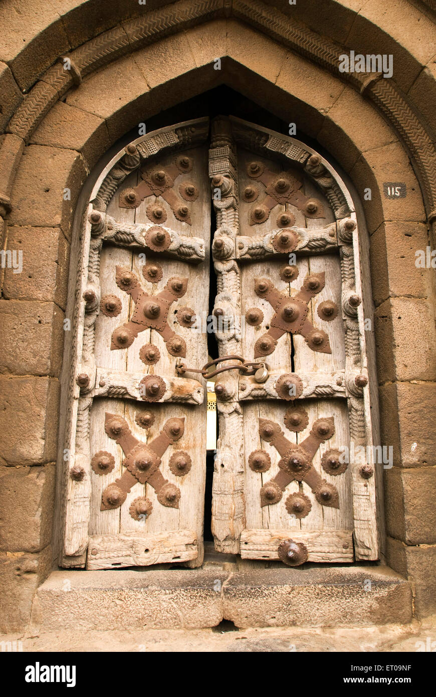 The ornamental door in Sangeet Mahal ; Bijapur ; Karnataka ; India ...