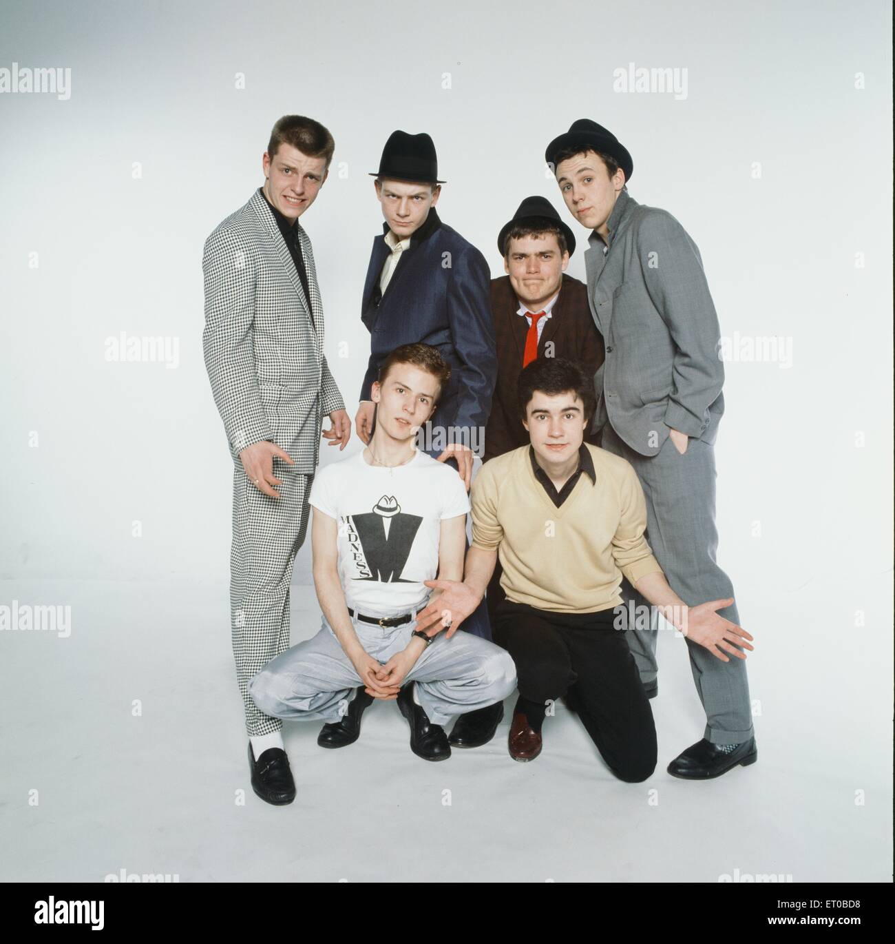 Pop group Madness pose in the Daily Mirror Studio, minus member Lee ...