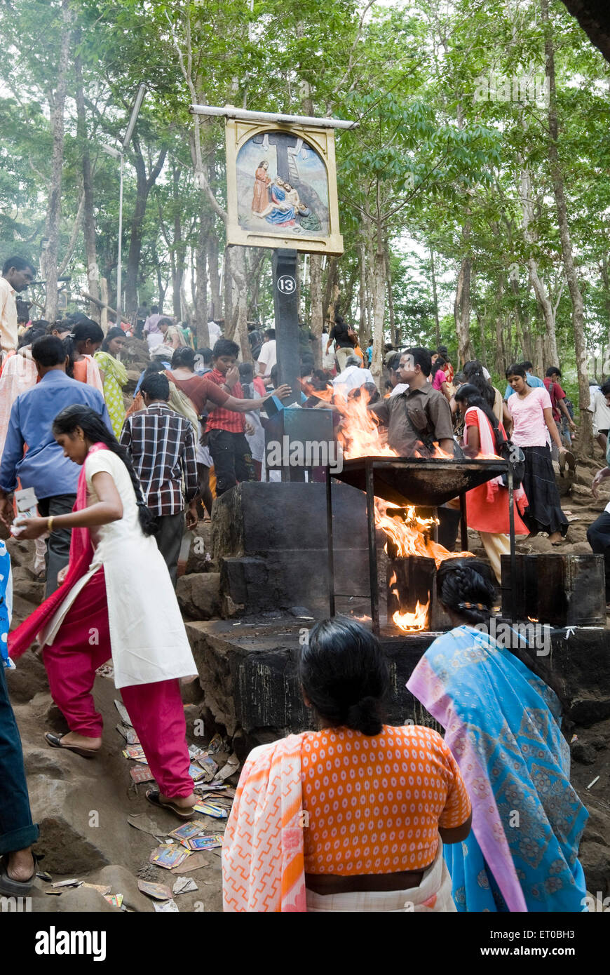 One of fourteen stations of way of cross of Jesus Christ in Malayattur ...